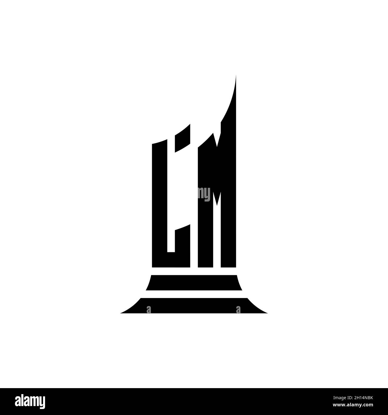 LM Monogram logo letter with building shape style design isolated on ...