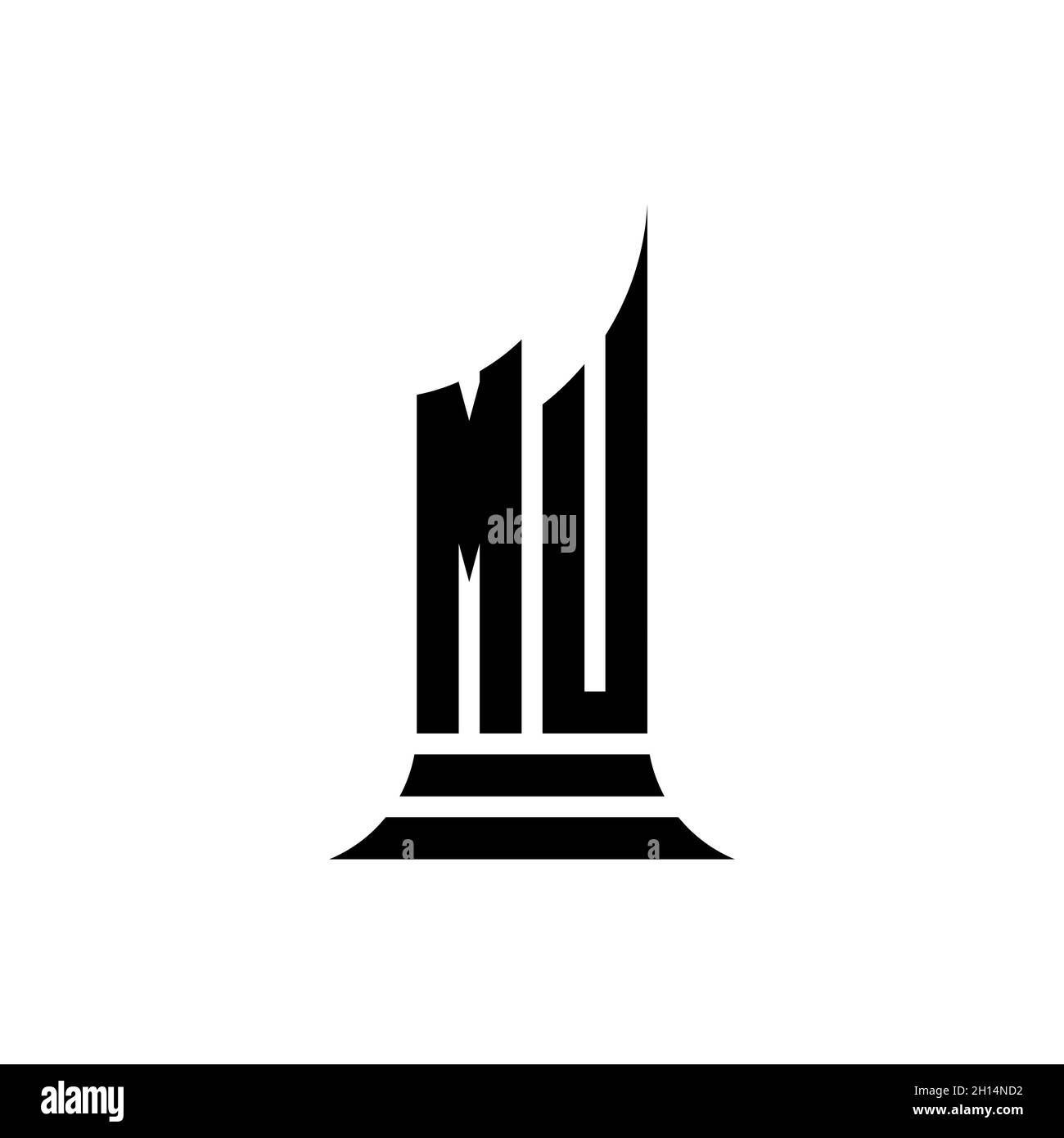 MU Monogram logo letter with building shape style design isolated on ...