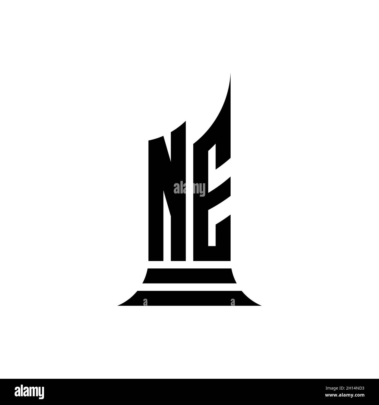 NE Monogram logo letter with building shape style design isolated on ...