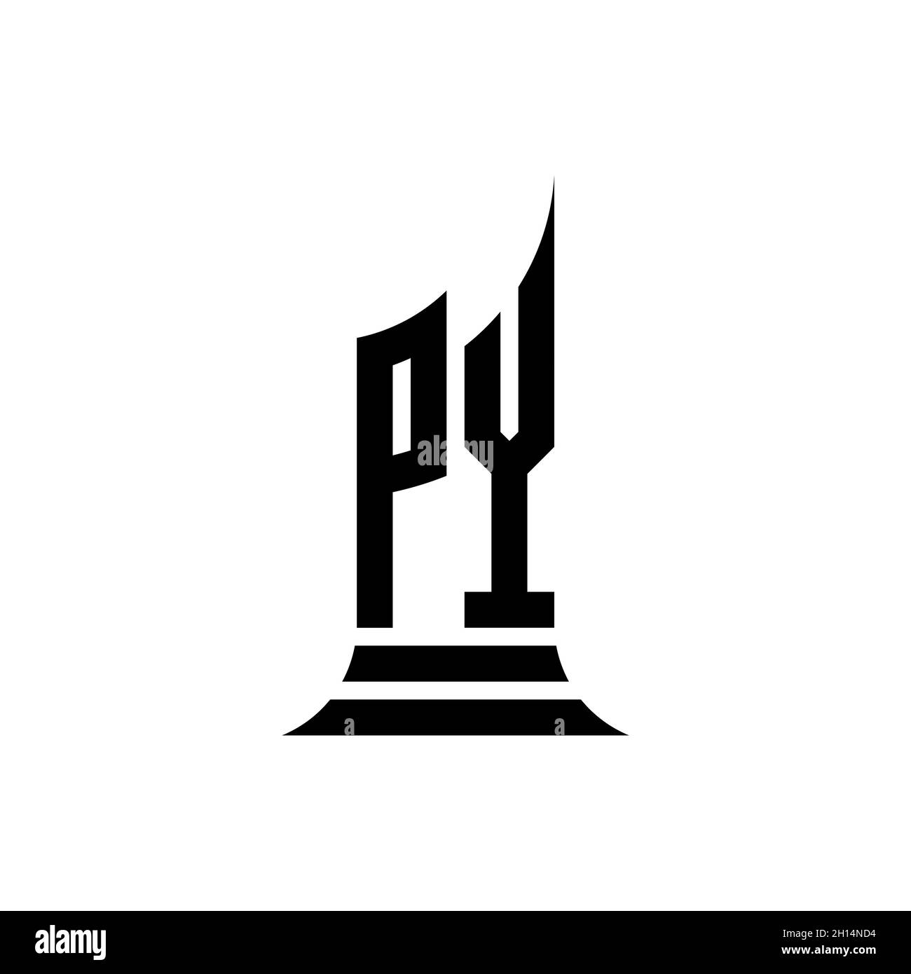PY Monogram logo letter with building shape style design isolated on ...