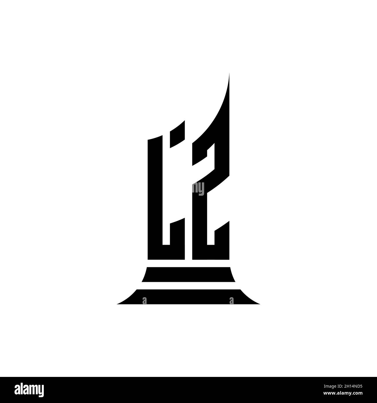 LZ Monogram logo letter with building shape style design isolated on ...