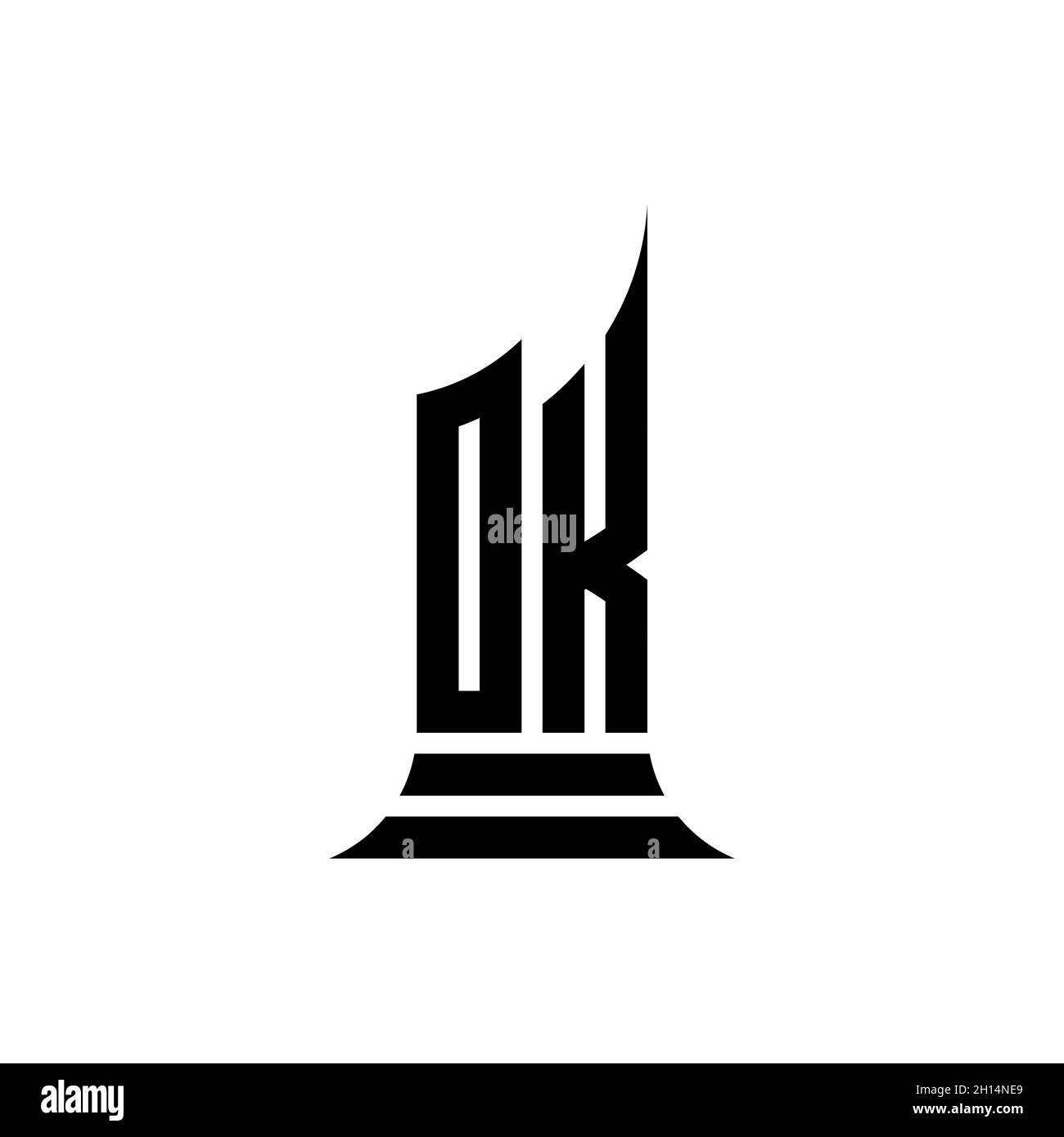 OK Monogram logo letter with building shape style design isolated on ...