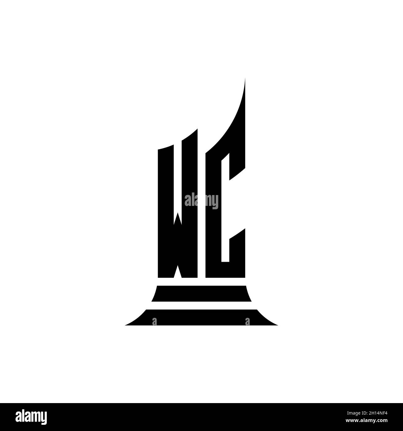WC Monogram logo letter with building shape style design isolated on ...
