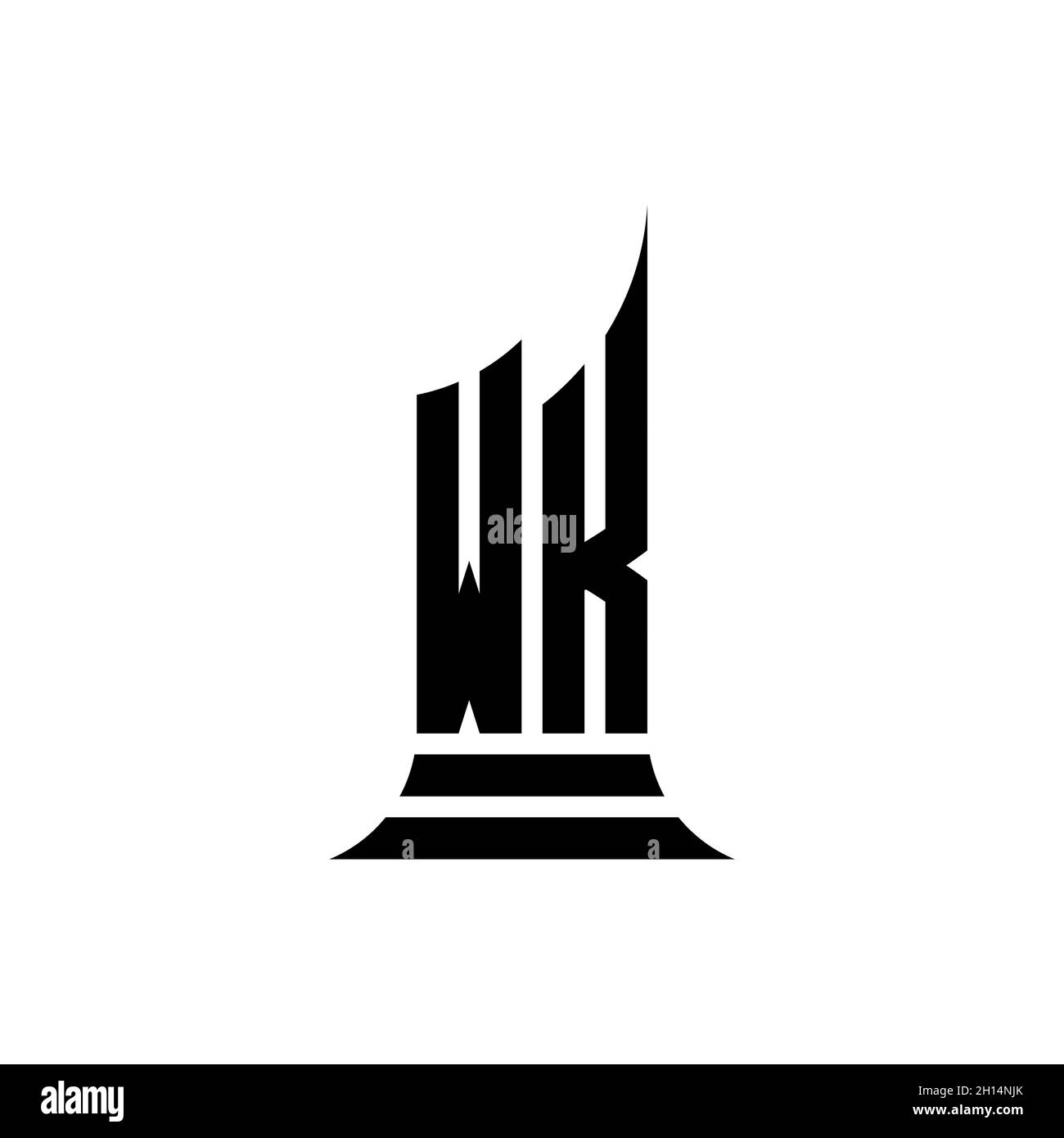 WK Monogram logo letter with building shape style design isolated on ...