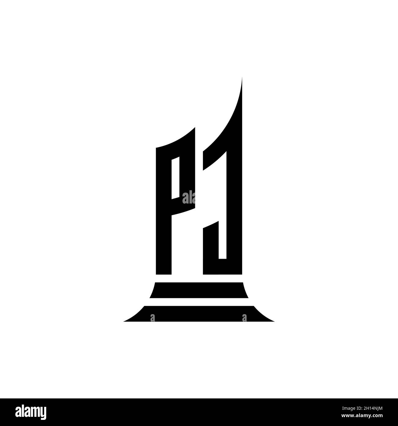 PJ Monogram logo letter with building shape style design isolated on ...