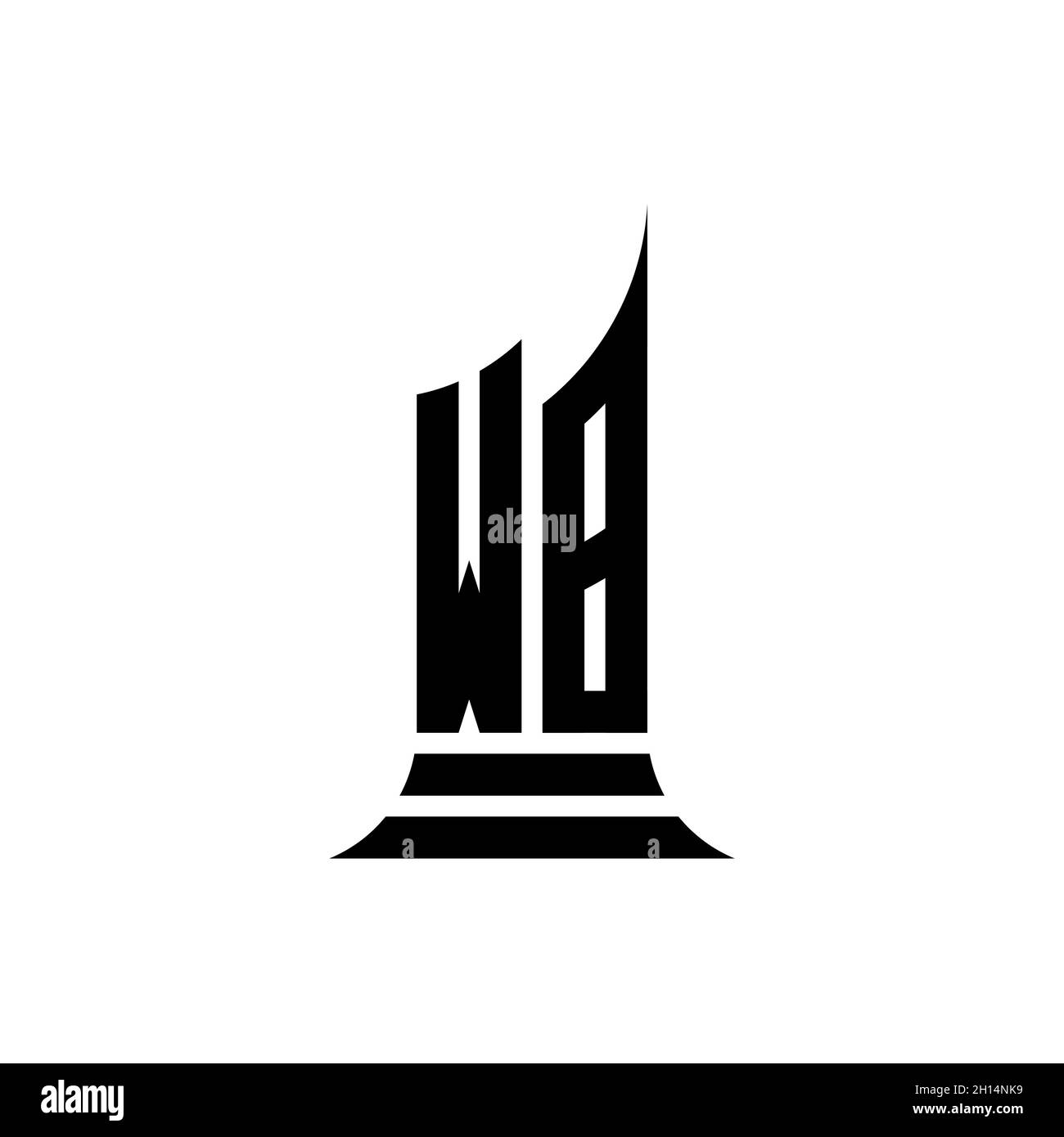 WB Monogram logo letter with building shape style design isolated on ...