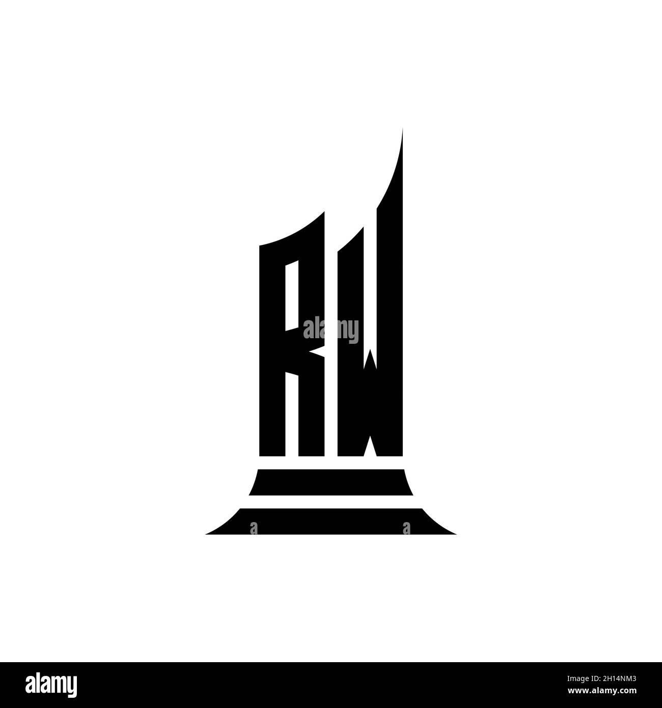 RW Monogram logo letter with building shape style design isolated on ...