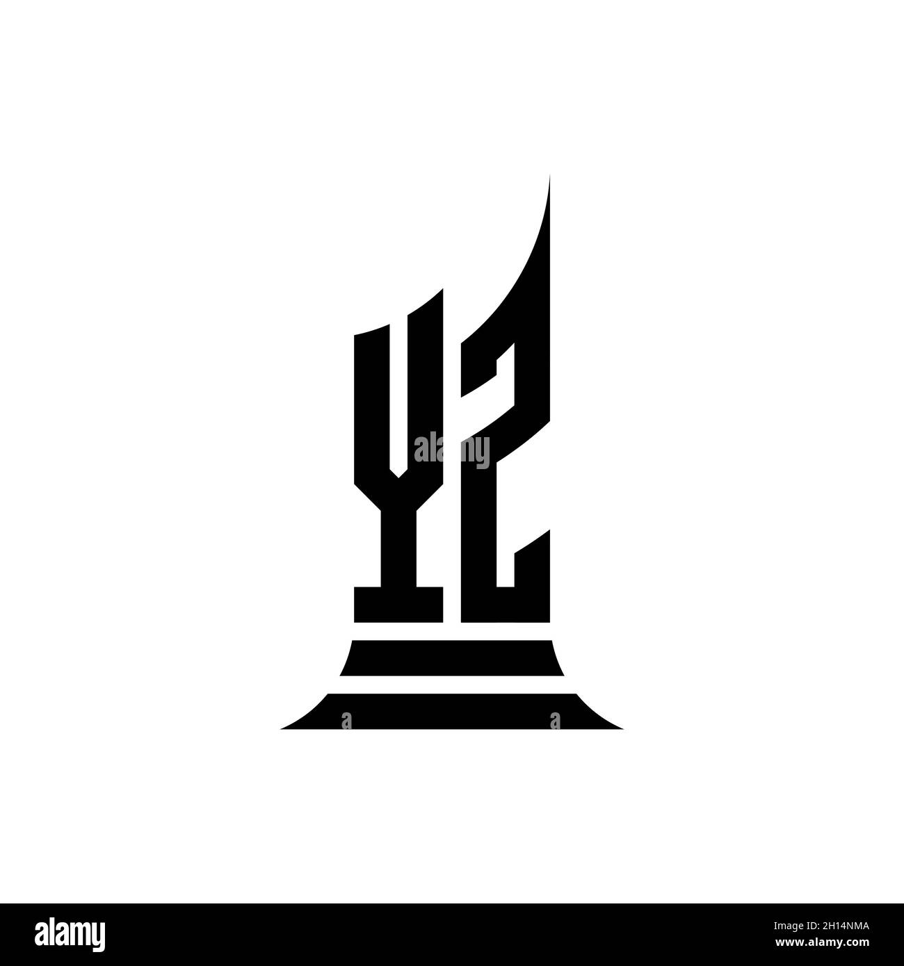 YZ Monogram logo letter with building shape style design isolated on ...