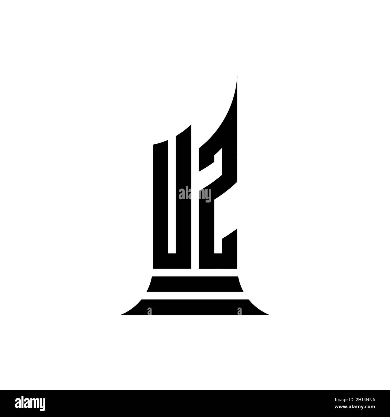UZ Monogram logo letter with building shape style design isolated on ...