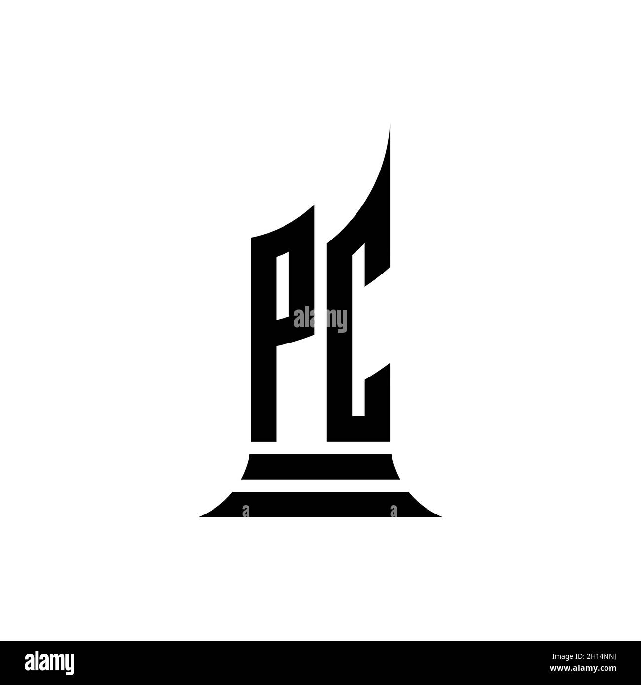 PC Monogram logo letter with building shape style design isolated on ...