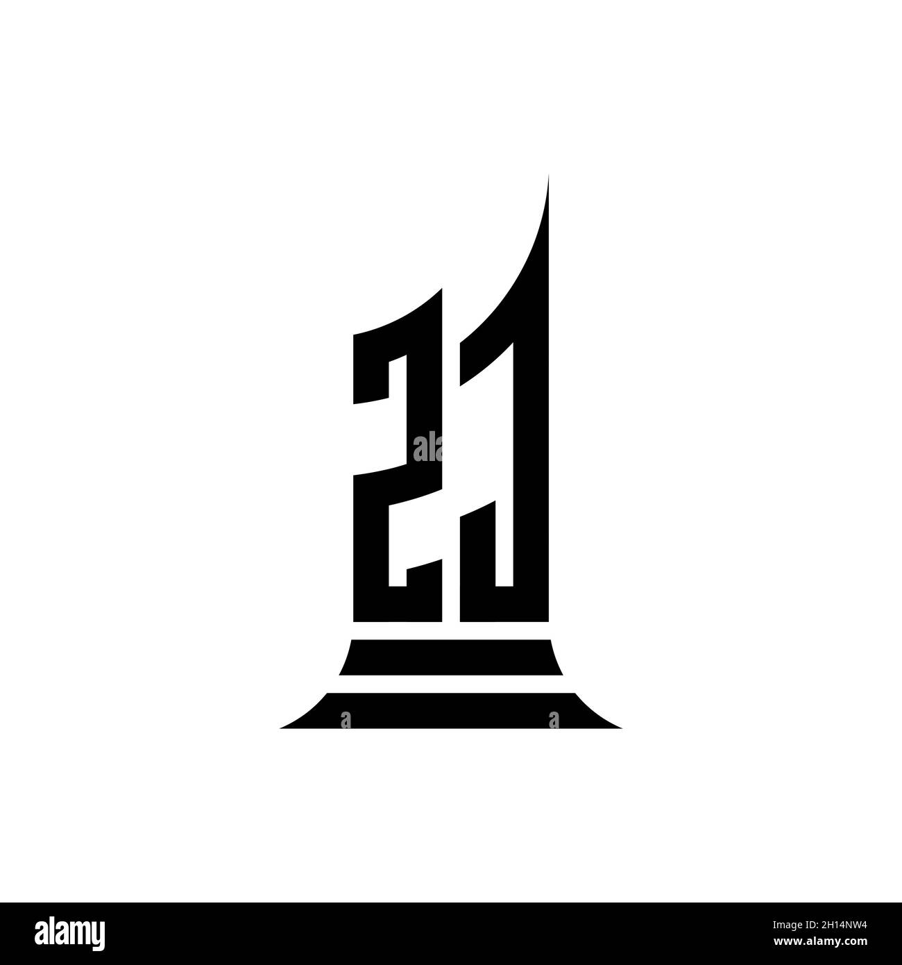 ZJ Monogram logo letter with building shape style design isolated on ...