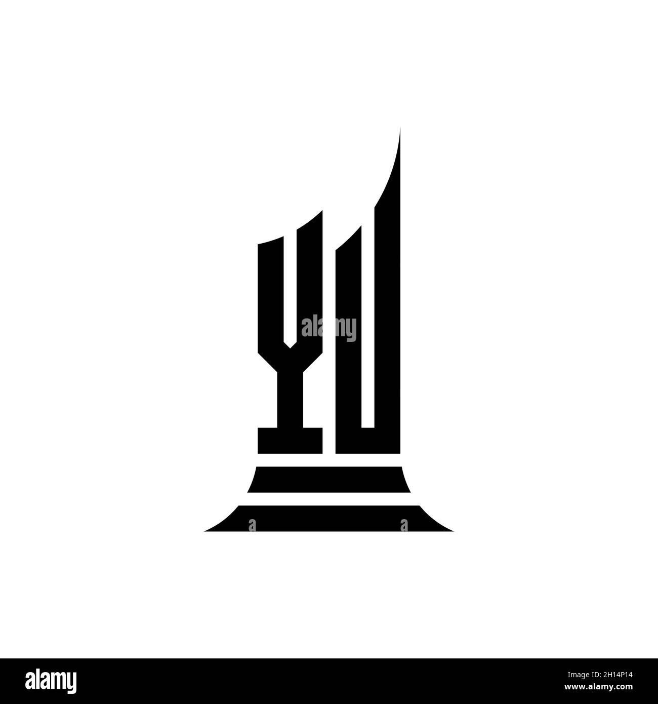 YU Monogram logo letter with building shape style design isolated on ...