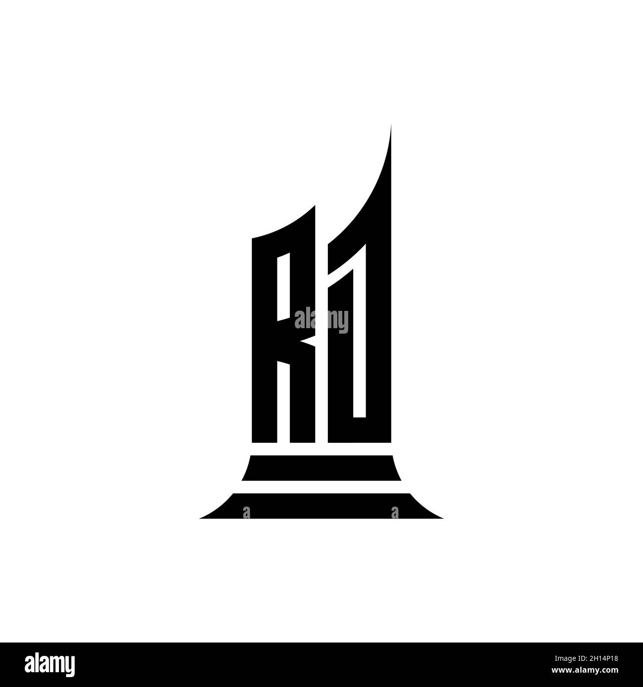 RD Monogram logo letter with building shape style design isolated on ...