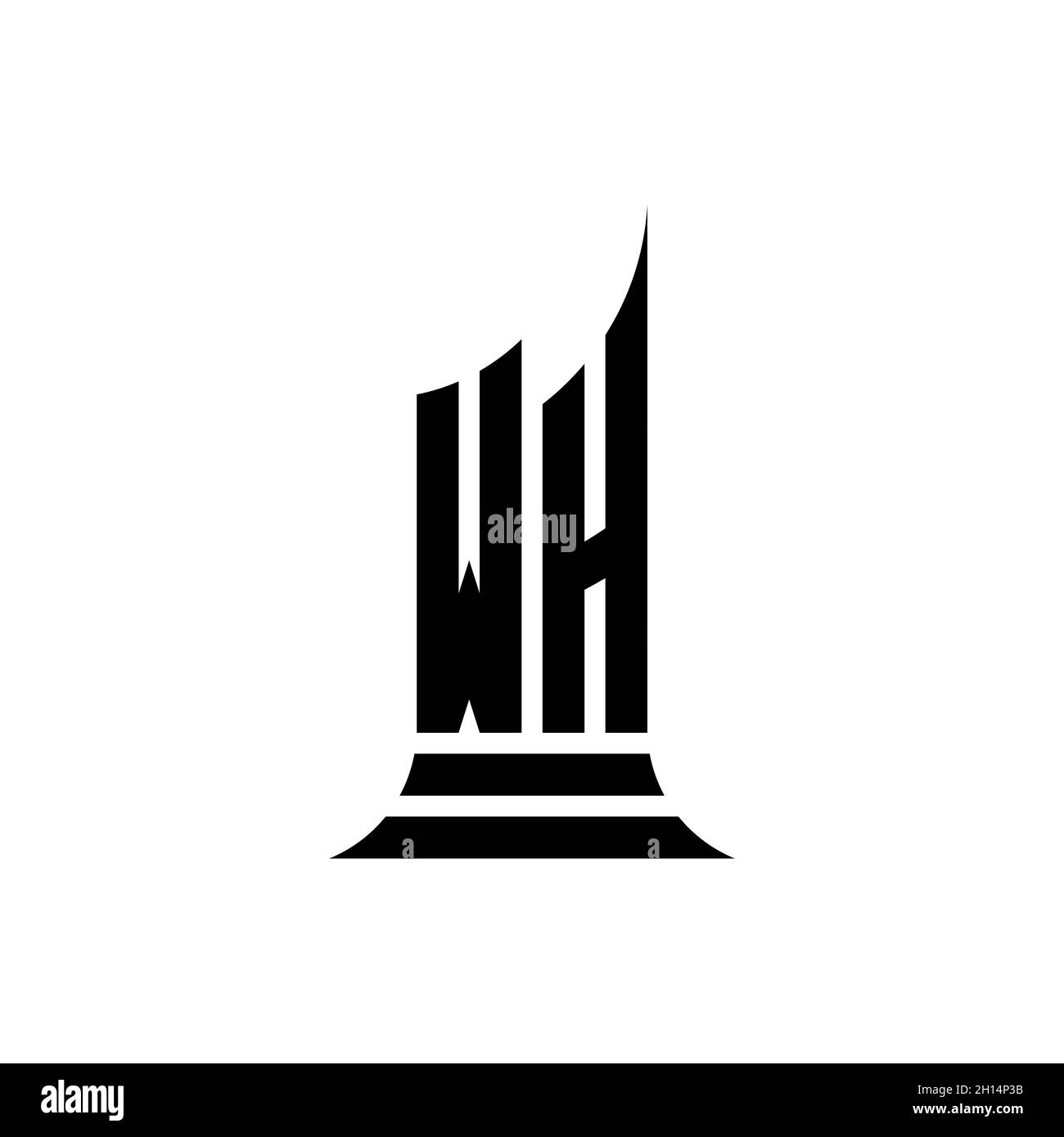 WH Monogram logo letter with building shape style design isolated on ...