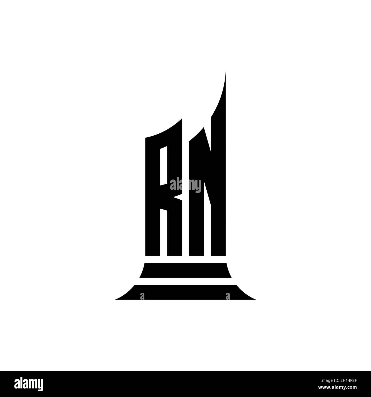 RN Monogram logo letter with building shape style design isolated on ...
