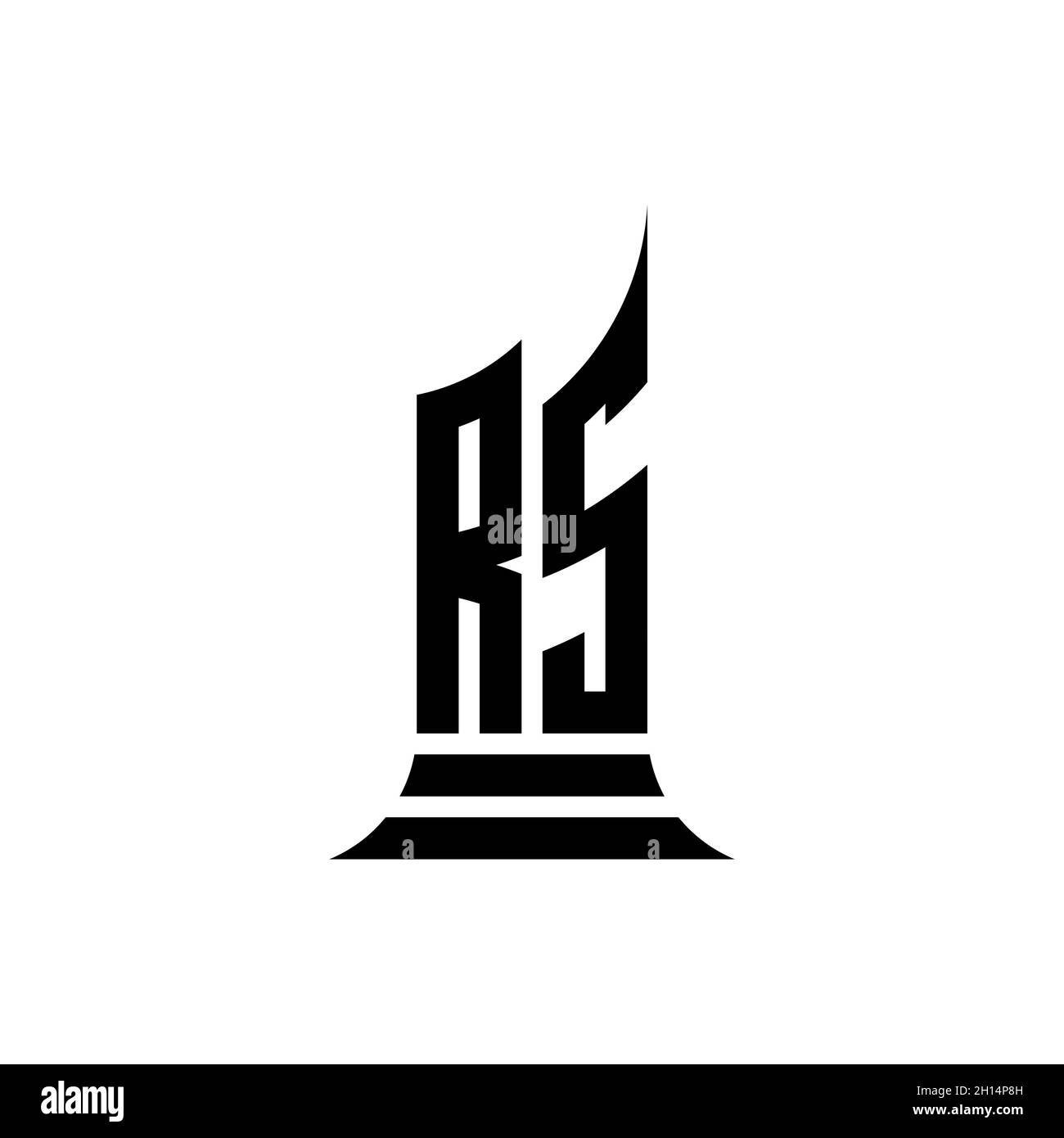 RS Monogram logo letter with building shape style design isolated on ...