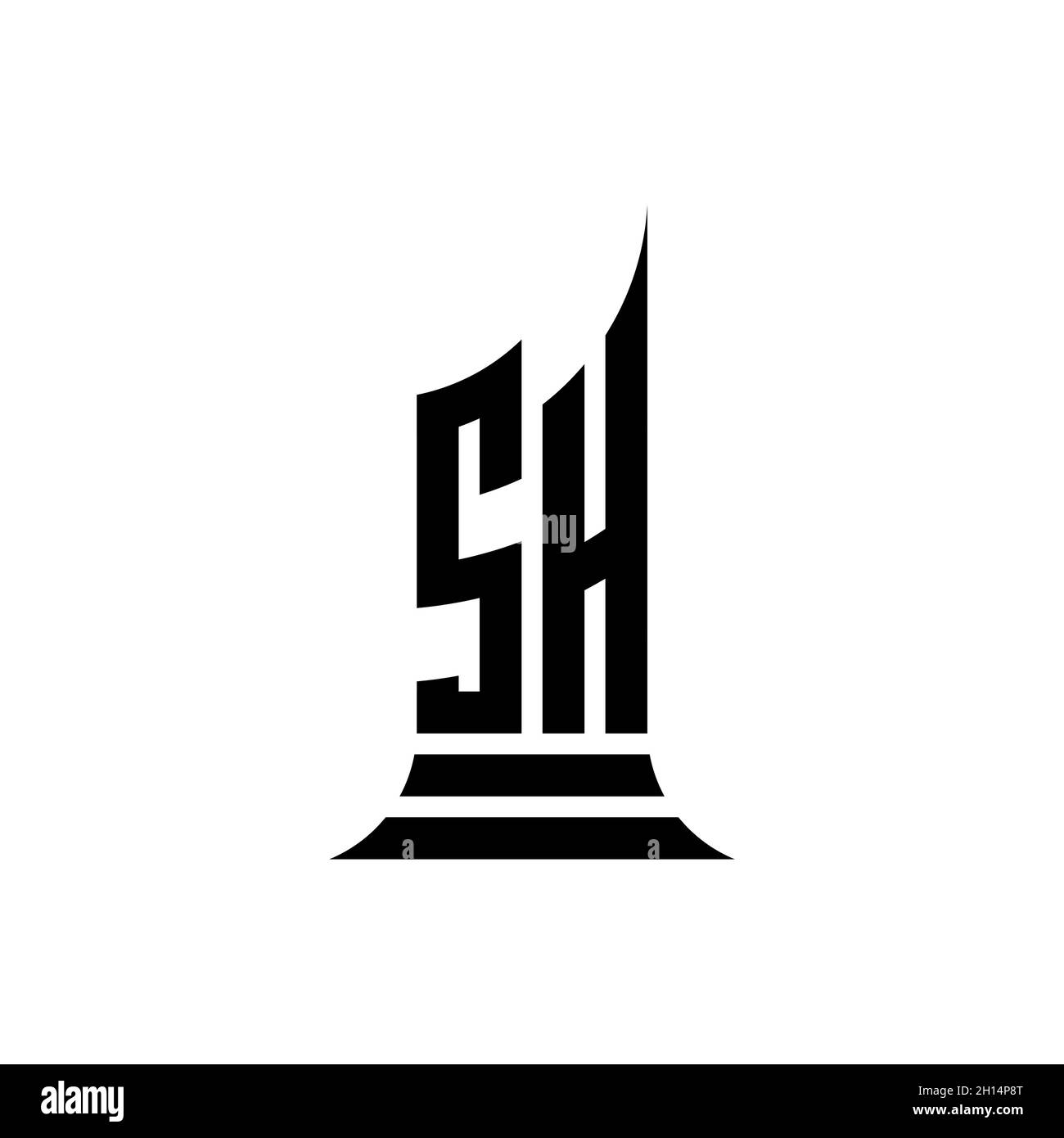 SH Monogram logo letter with building shape style design isolated on ...