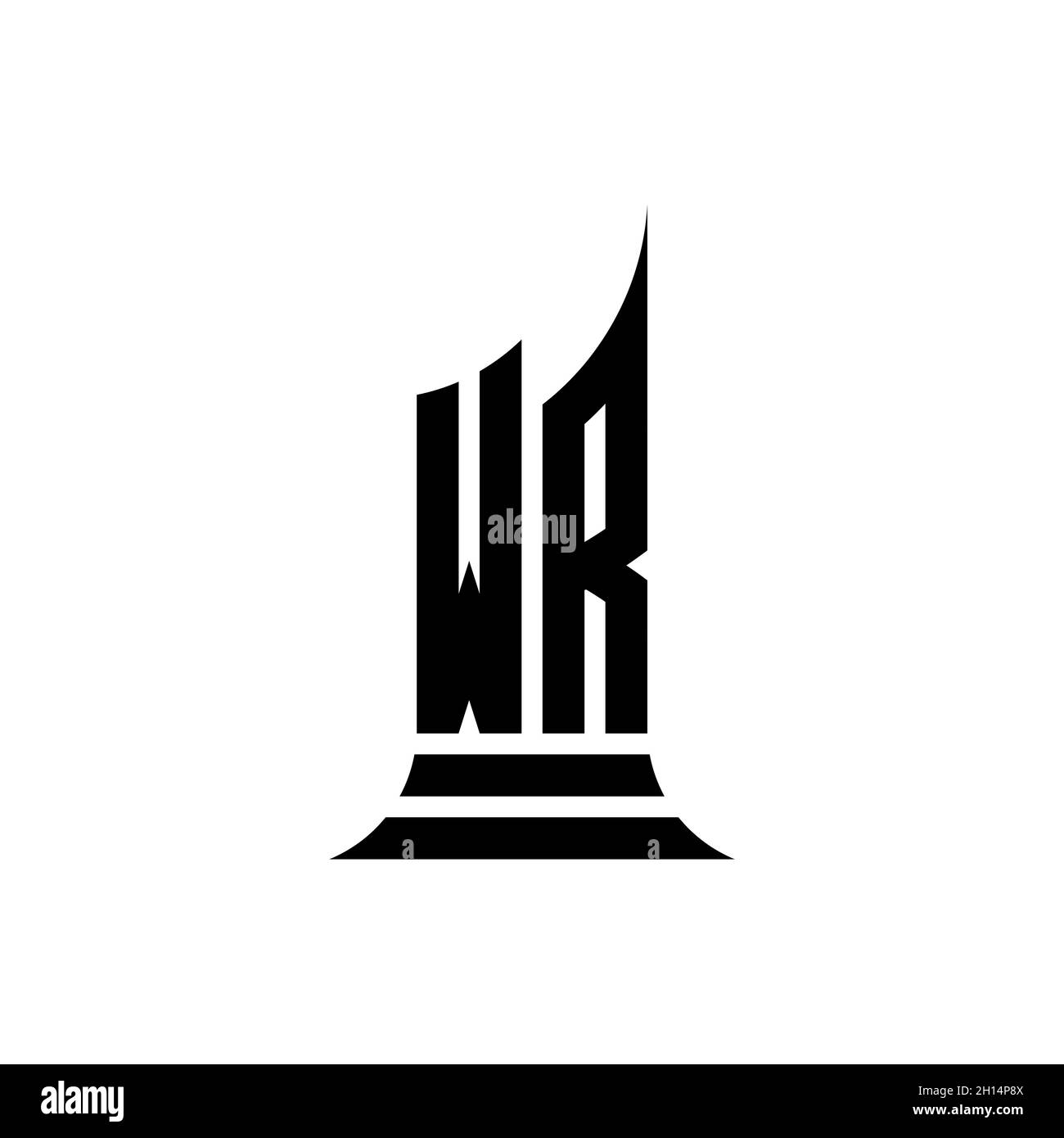 WR Monogram logo letter with building shape style design isolated on ...