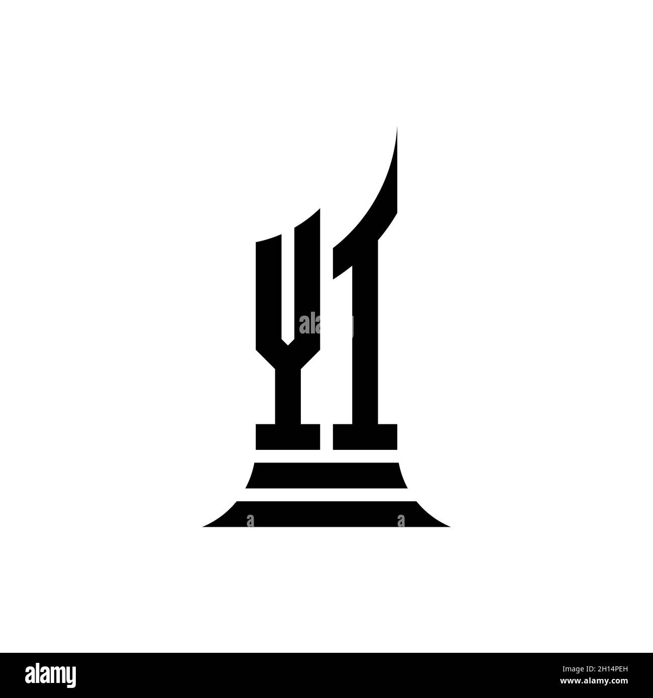 YI Monogram logo letter with building shape style design isolated on ...