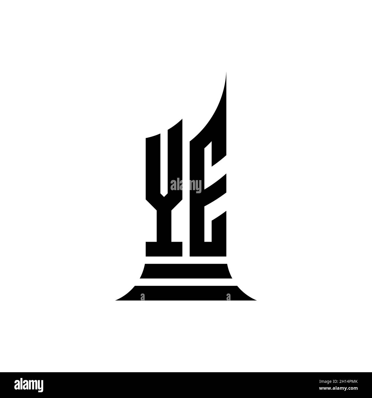 YE Monogram logo letter with building shape style design isolated on ...