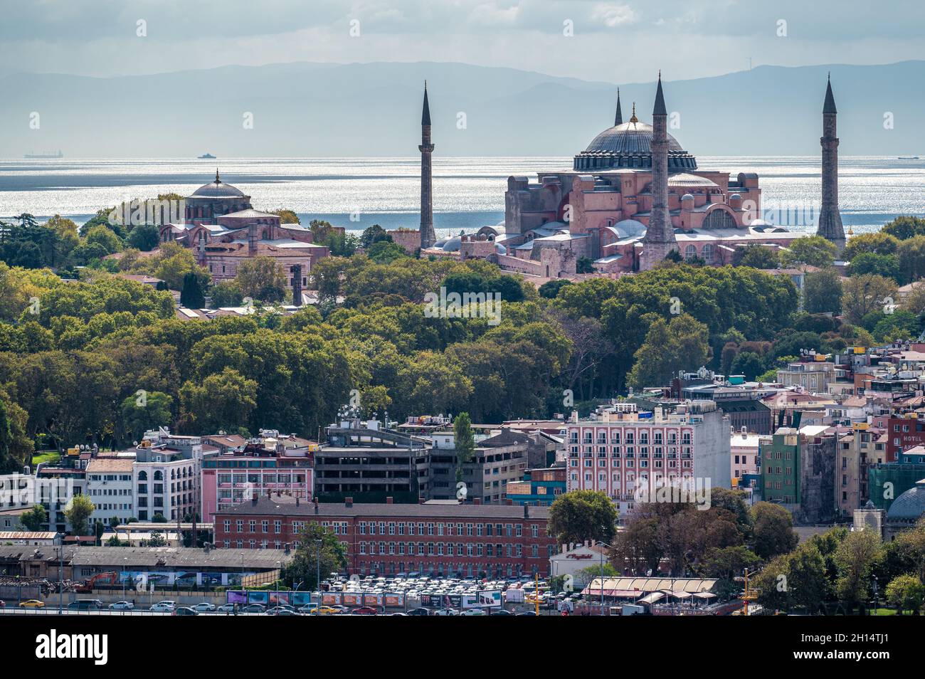 ISTANBUL, TURKEY - OCTOBER 12 ,2021: Istanbul city view on Hagia Sophia ...