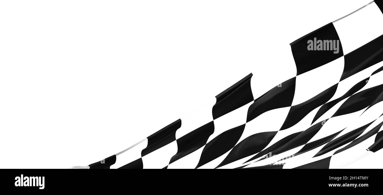 Rendering of a flag finish race sport, champion winner on a white ...
