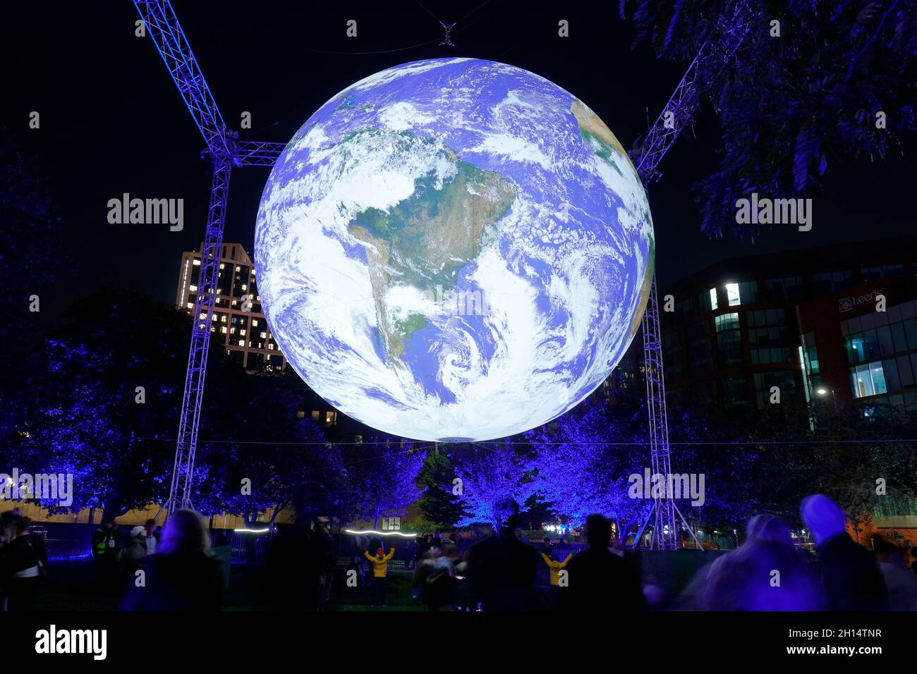 An illuminated exhibit of Planet Earth in Queens Square during Light ...