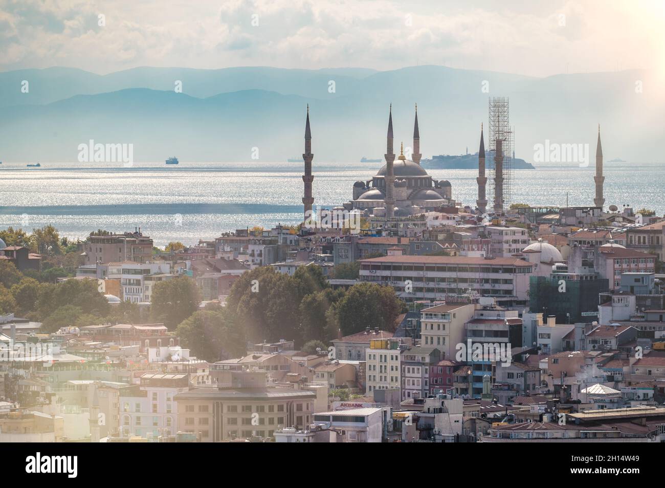 ISTANBUL, TURKEY - OCTOBER 12 ,2021: Istanbul city view on Hagia Sophia ...