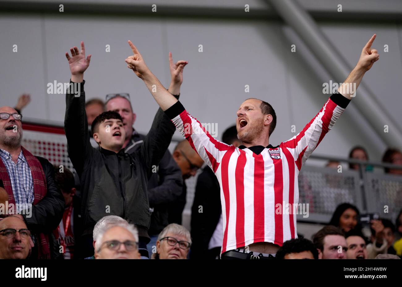 Brentford fans show their support before the Premier League match at ...