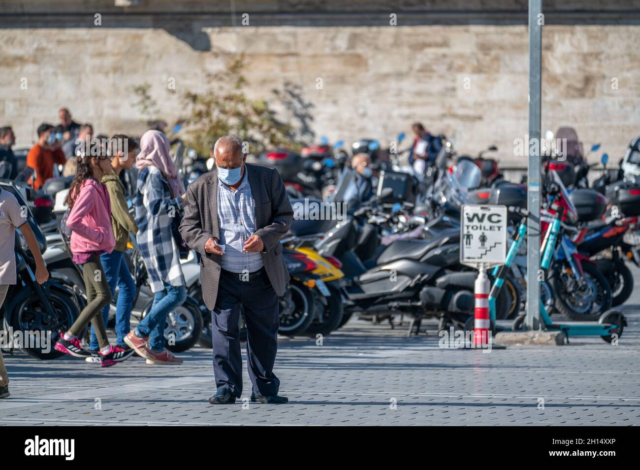 ISTANBUL, TURKEY - OCTOBER 12 ,2021: Elderly mature grandfather ...