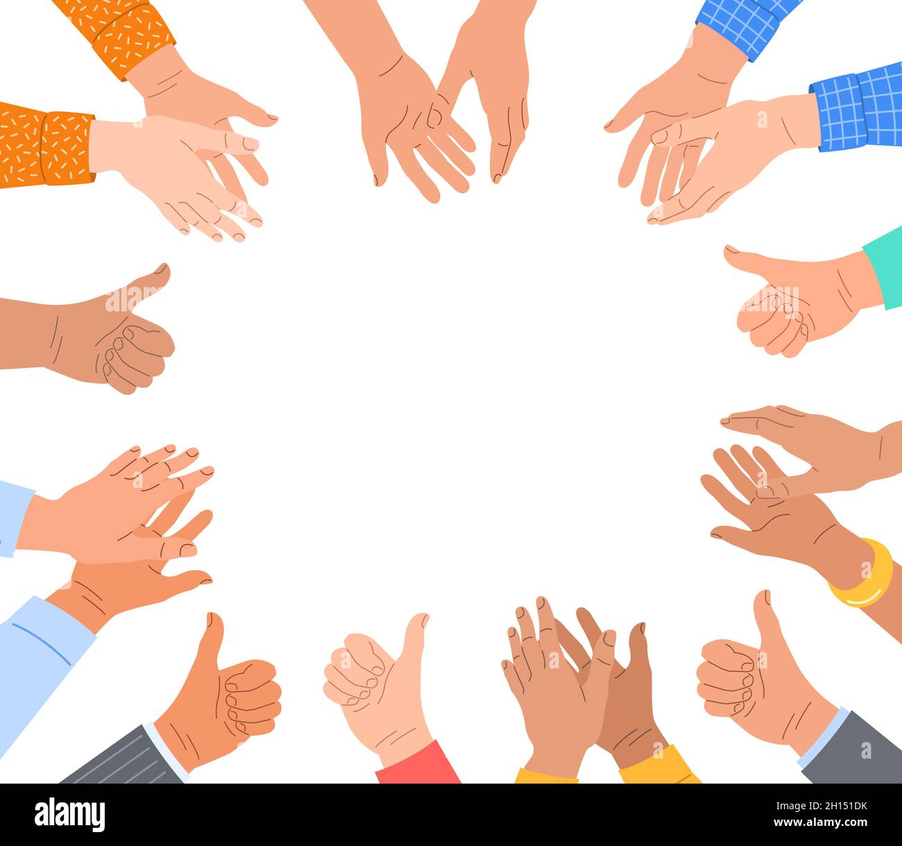 Clapping human hands with thumbs up. Group of men and women ...