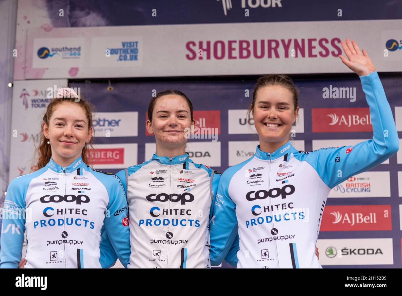 Josie Nelson, Mari Hole Mohr and Pernille Larsen Feldmann of team Coop ...