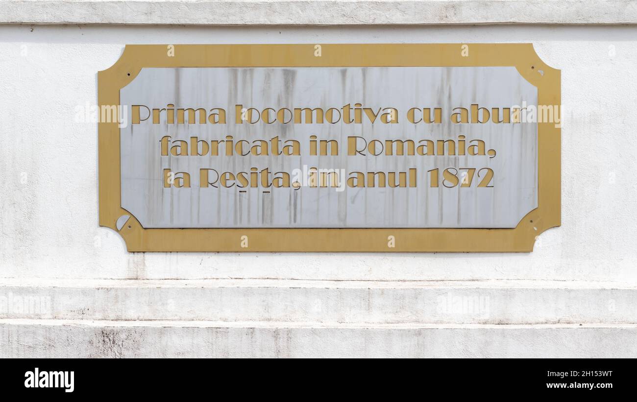 Resita, Romania, March 14, 2021: Close-up photo of the first steam ...