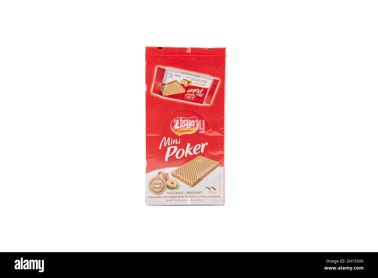 Gastone Lago mini Poker Wafer Bars biscuit on isolated background Stock ...