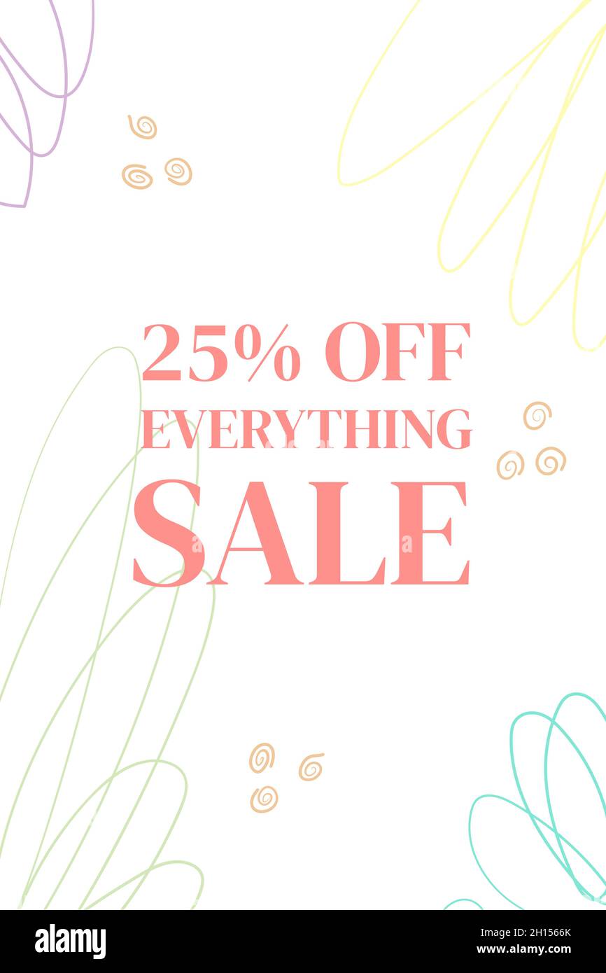 Colored vector illustration of a banner for discount 25 off everything ...