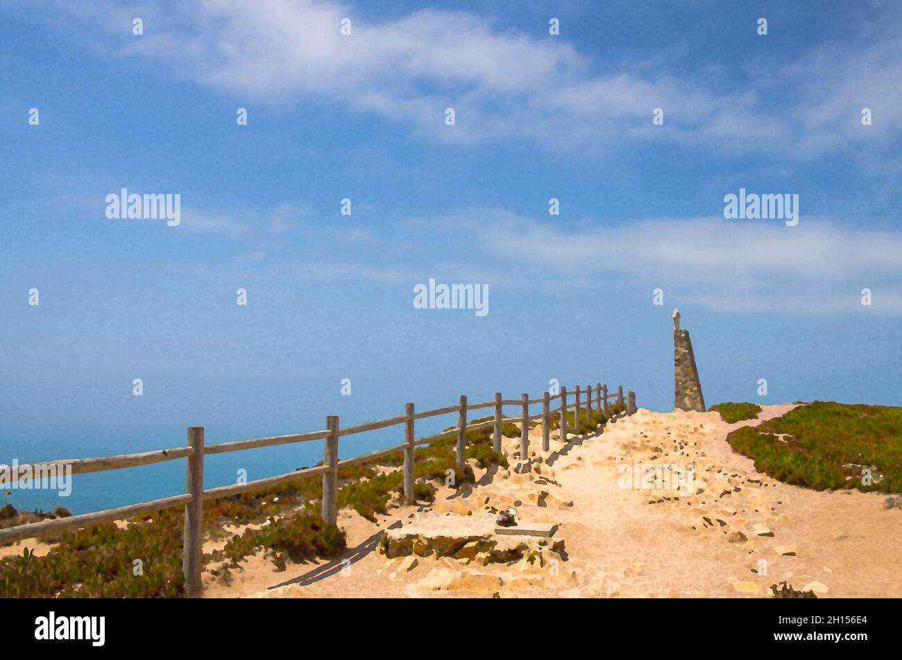 Watercolor drawing of Portugal, Cabo da Roca, The Western Cape Roca of ...