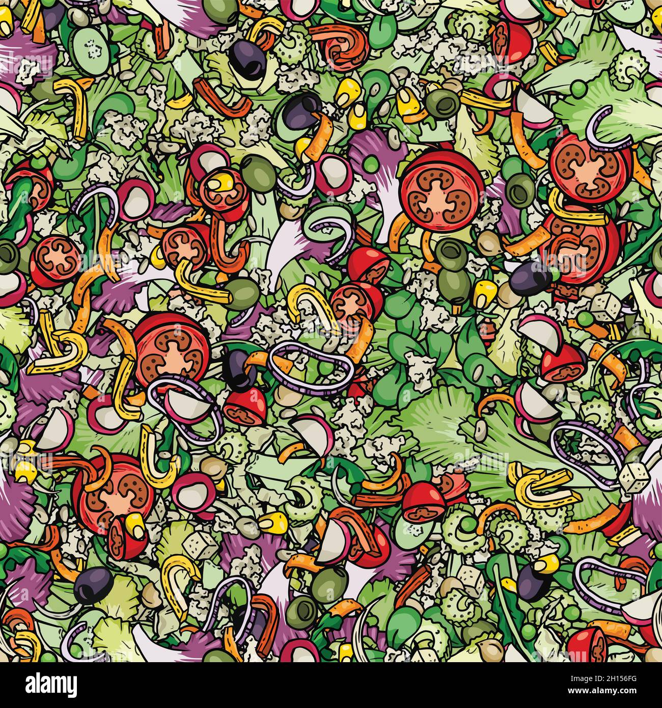 Cartoon Salad Seamless Pattern Stock Vector Image & Art - Alamy