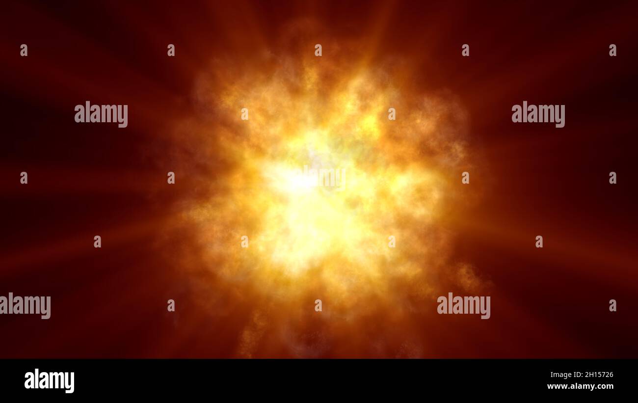 fire flame ball explosion in space, abstract illustration Stock Photo ...