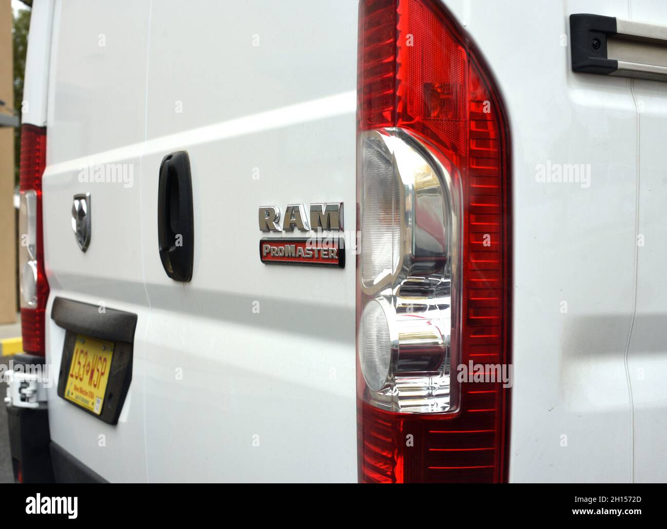 A close up of the rear of a Dodge Ram ProMaster cargo van parked in ...
