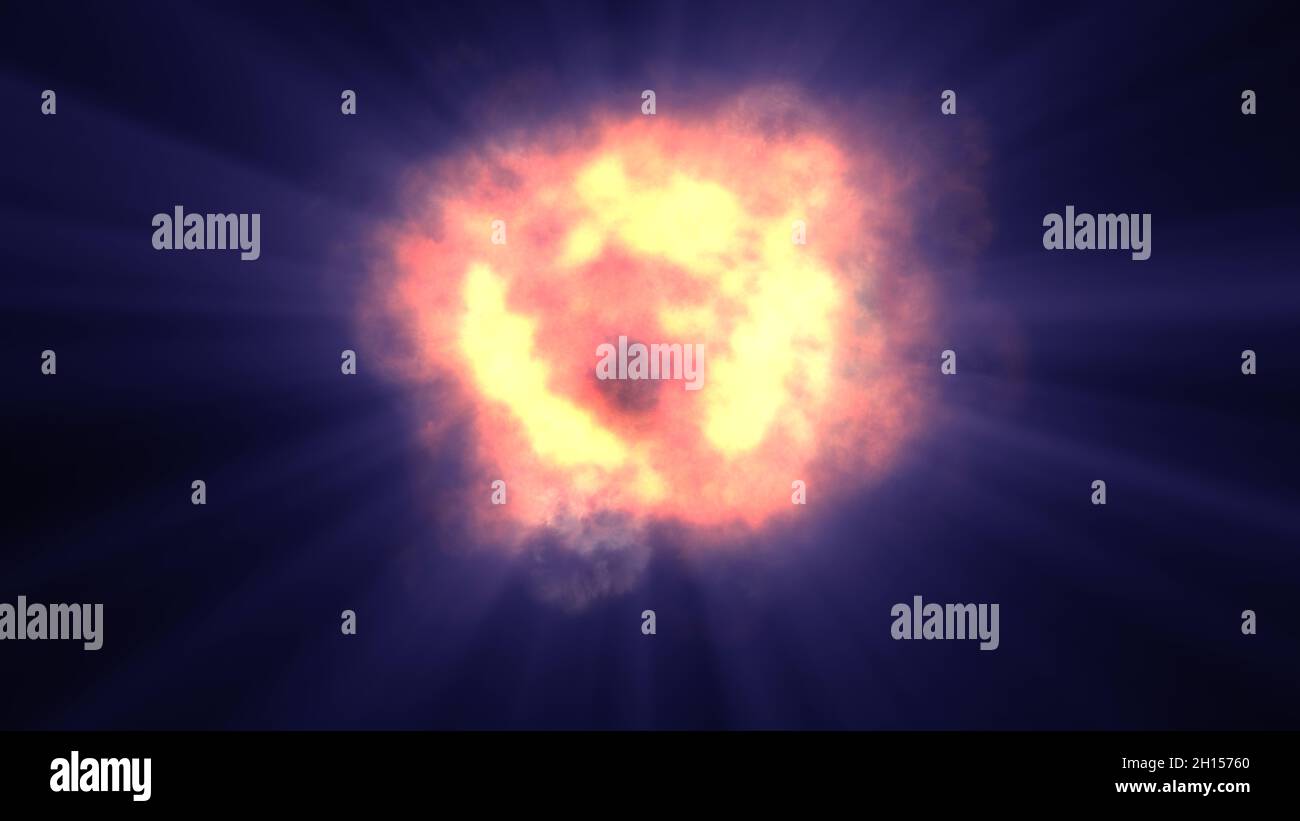 fire flame ball explosion in space, abstract illustration Stock Photo ...