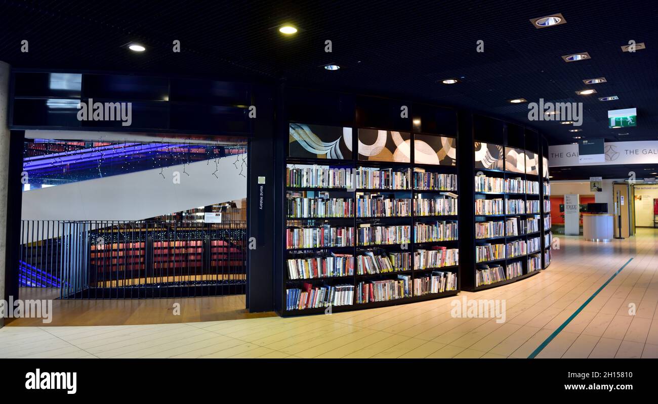Interior of The Library of Birmingham, architecture, shelving and ...