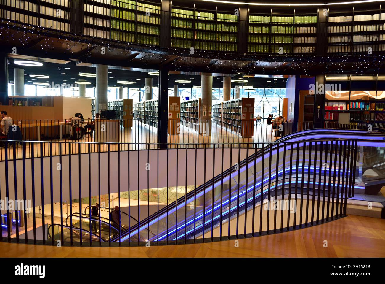 Interior of The Library of Birmingham, architecture, shelving and ...