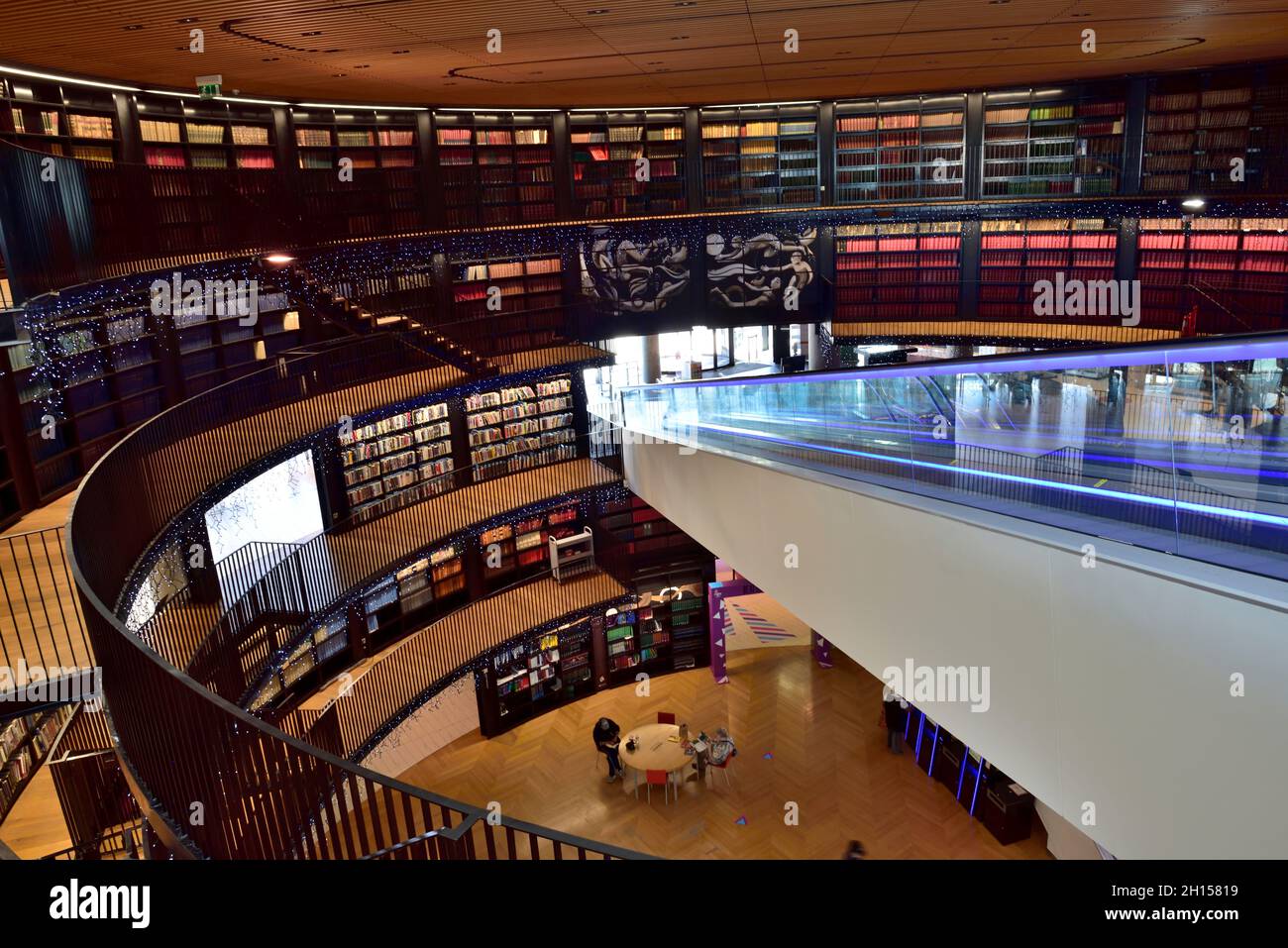 Interior of The Library of Birmingham, architecture, shelving and ...