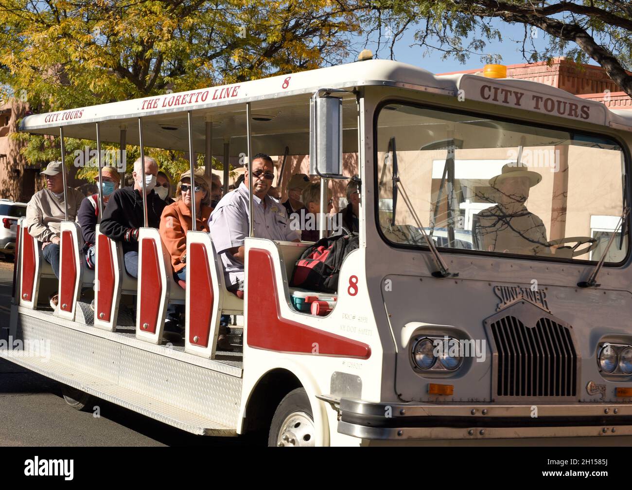 Tourists visiting Santa Fe, New Mexico, enjoy a narrated guided tour of ...