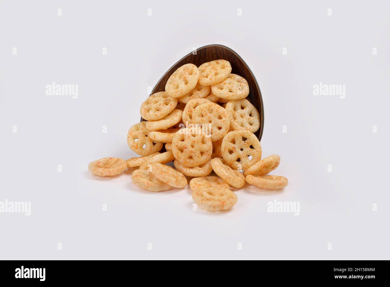 Fried and Spicy wheel Snacks or Fryums (Snacks Pellets) served in a ...