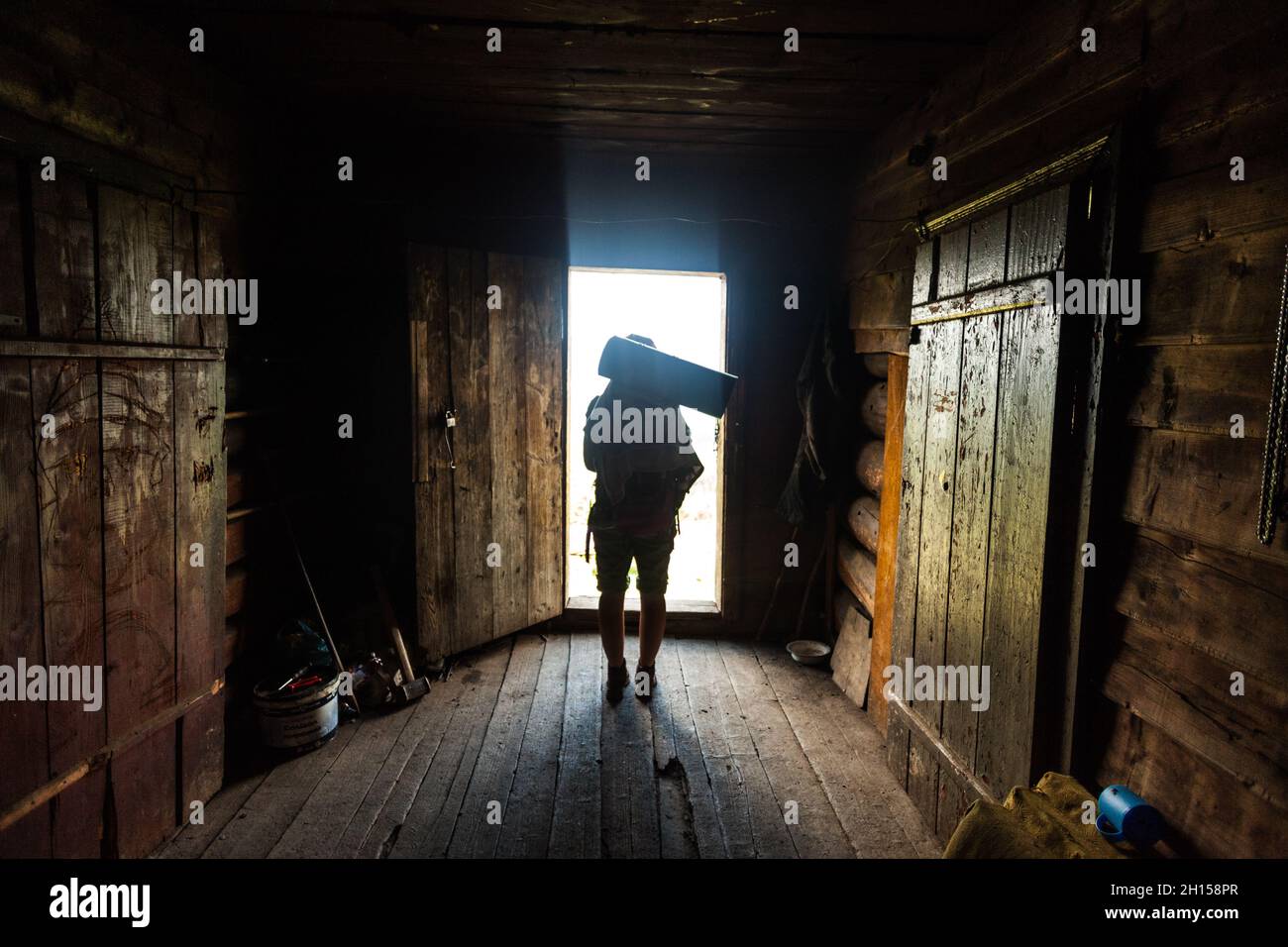 Woman exiting house hi-res stock photography and images - Alamy