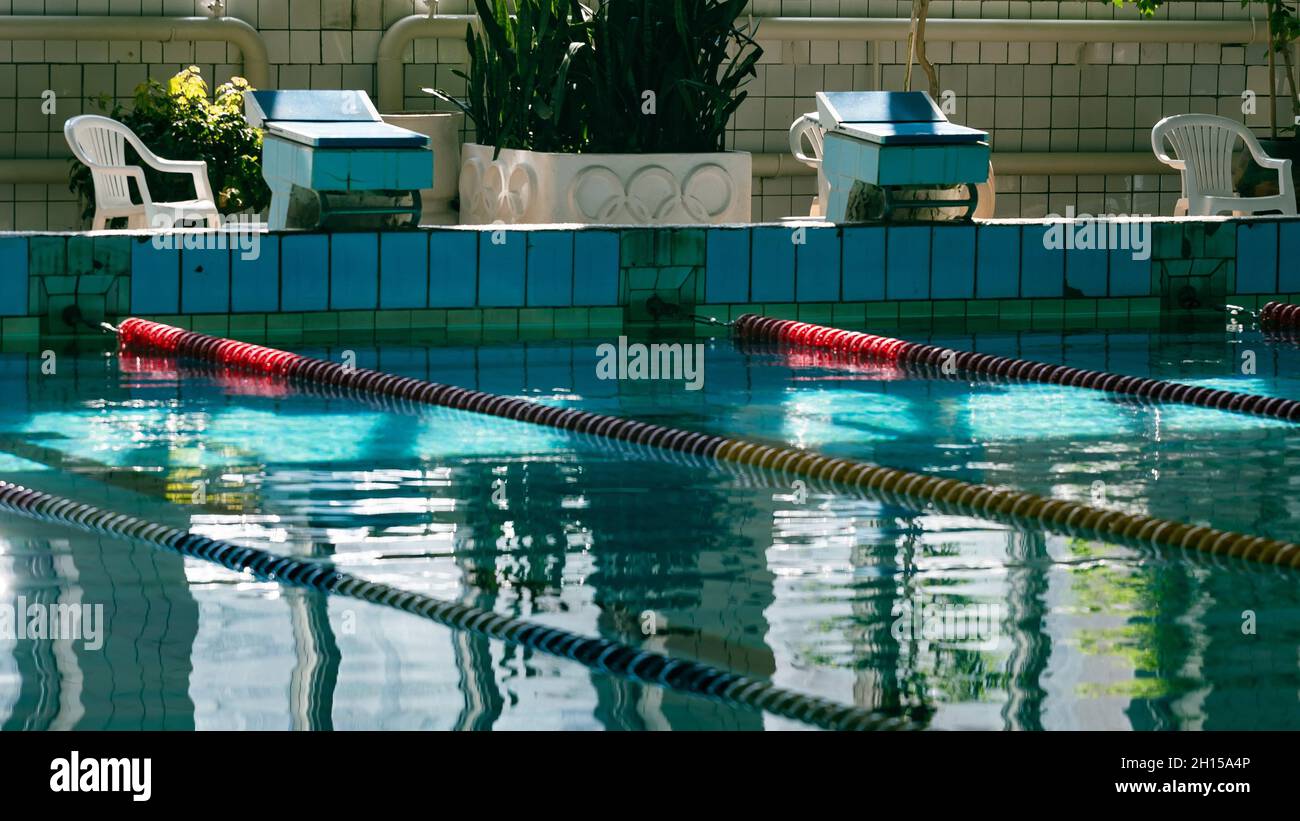Moscow, Russia. 19th Apr, 2019. A view of the Olympic pool during the ...