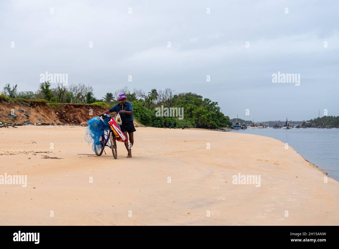 Betul Beach Goa, India September 15th 2021, Local fisherman and locals ...