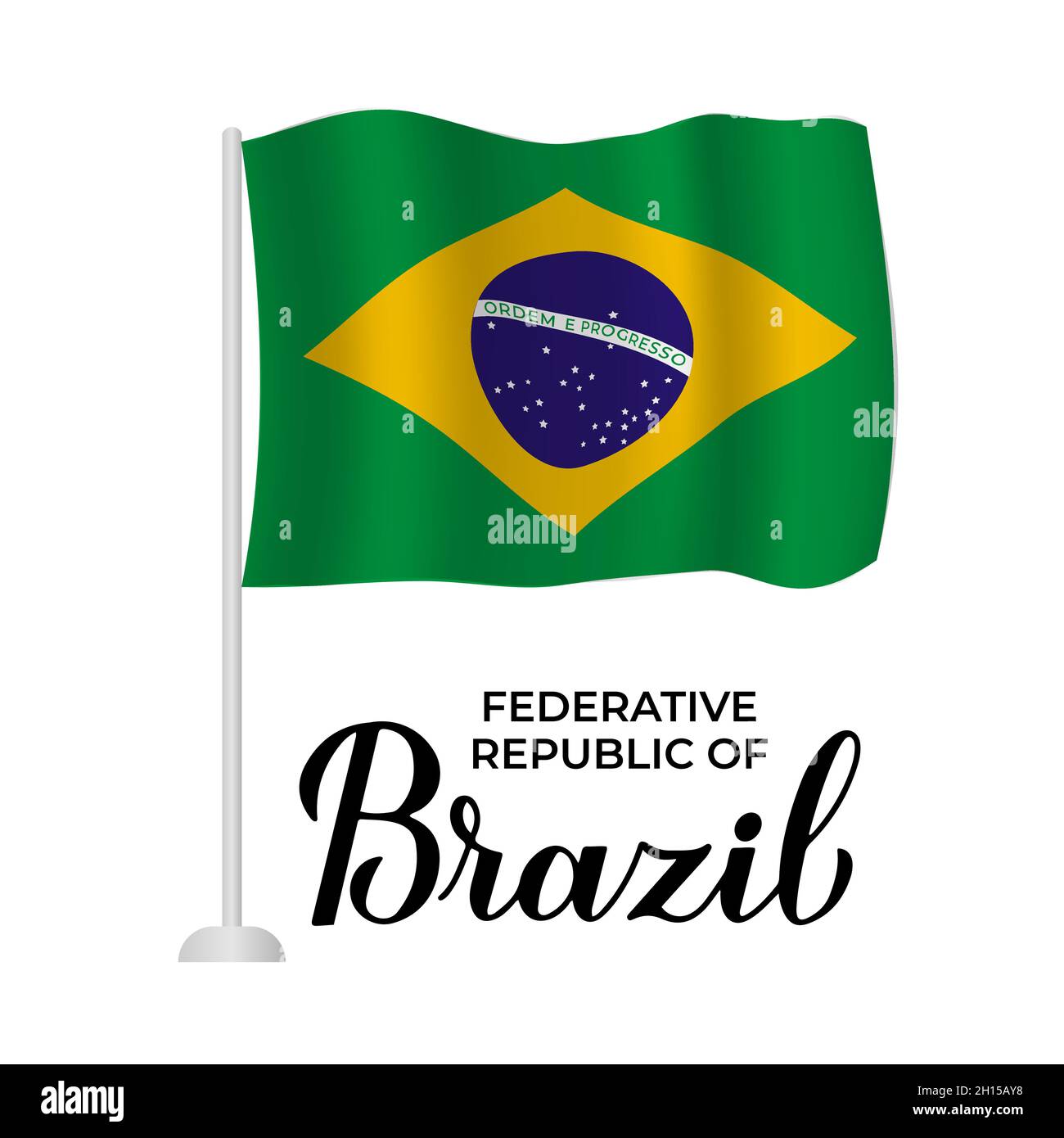 Brazilian flag isolated on white. Federative republic of Brazil ...