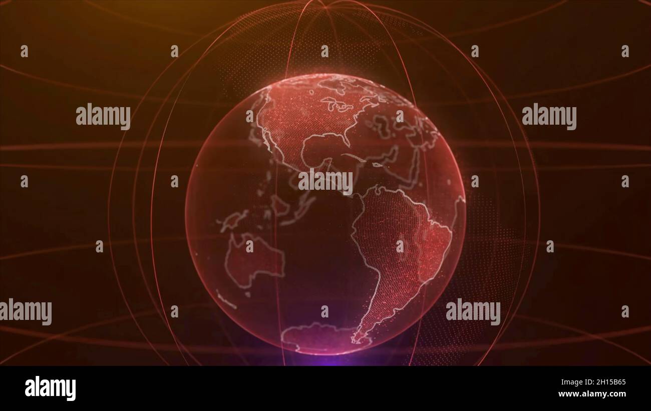 Pixel planet Earth animation. Animation of space with digital exploding ...